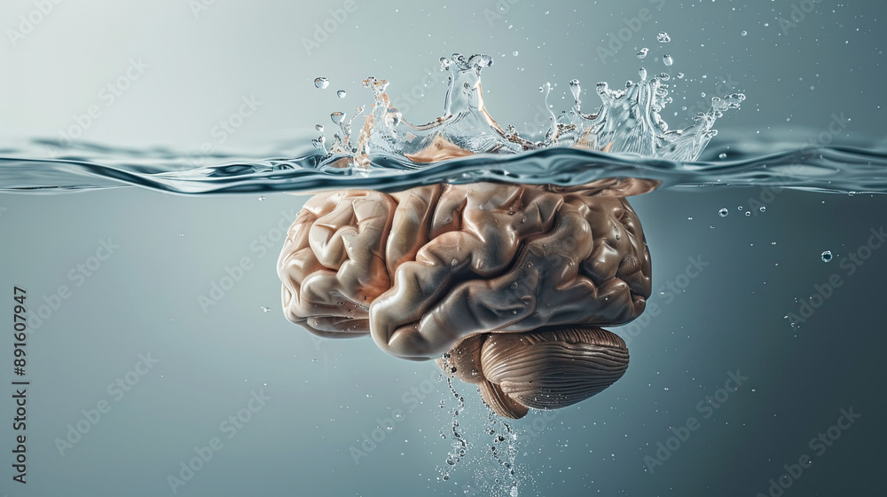 Human Brain Submerged in Water, Concept of Brainwashing, Mental ...