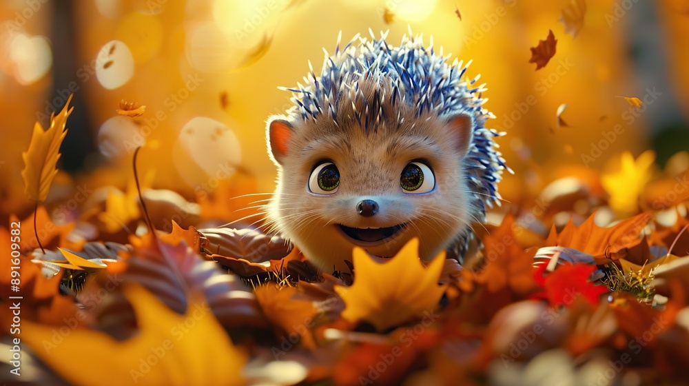 Realistic cartoon illustration,very cute little spring hedgehog, Stock ...