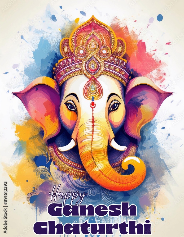 Happy Ganesh Chaturthi greeting card design. Lord Ganesh design for ...