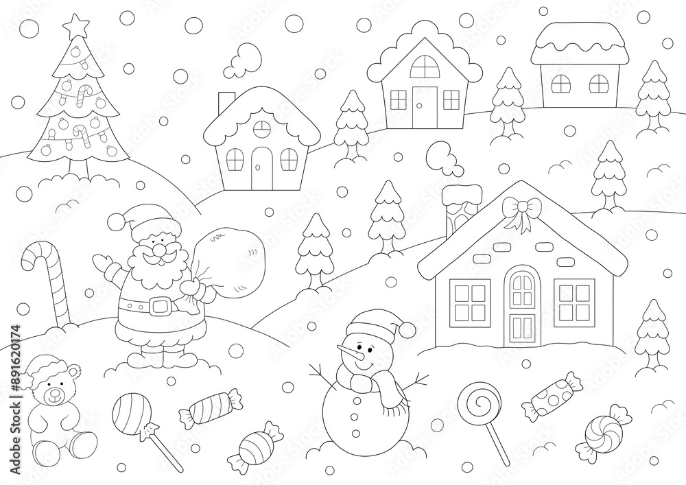 large christmas coloring sheet a3. ready to print on standard A3 paper ...