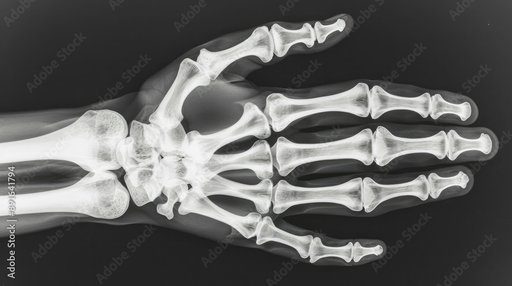 Detailed X Ray Image of Human Hand Bones Revealing Intricate Skeletal ...