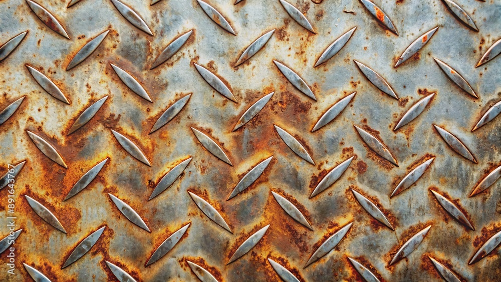 Weathered, rugged, and worn aluminum surface exhibiting intricate ...