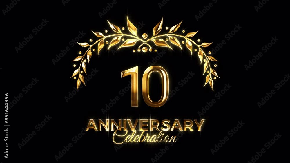 10th Anniversary Celebration. Golden 10 Years Anniversary Animation in ...