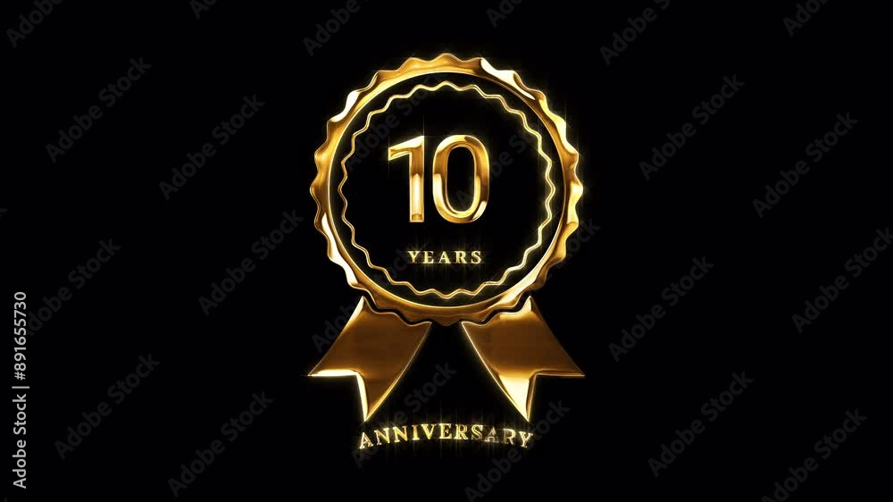 10th Anniversary Celebration. Golden 10 Years Anniversary Animation in ...