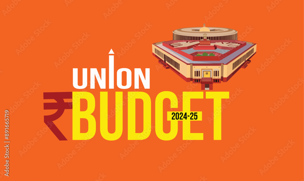 Indian annual budget vector illustration with Indian Parliament Stock ...