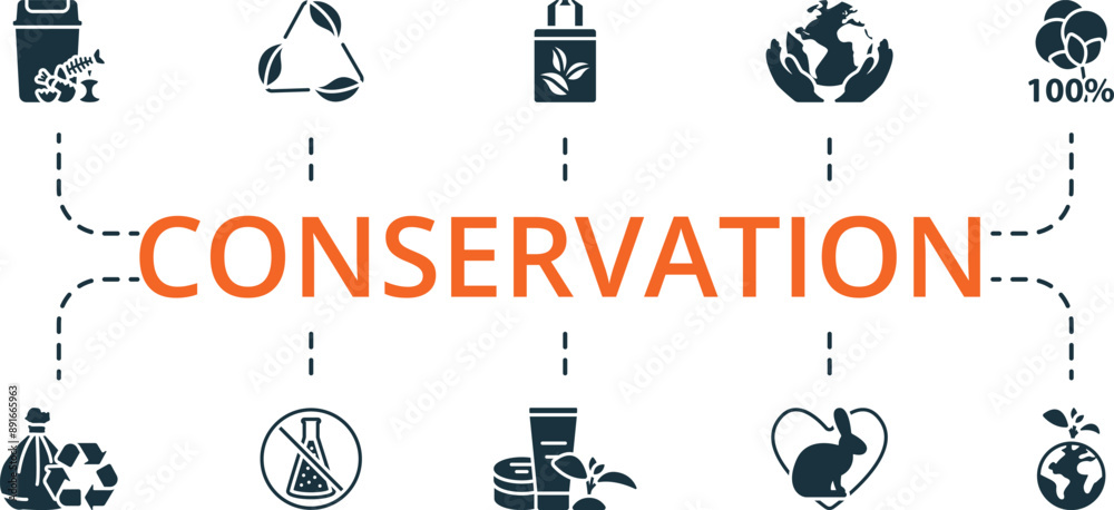 Conservation icon set. Monochrome simple Conservation icon collection ...