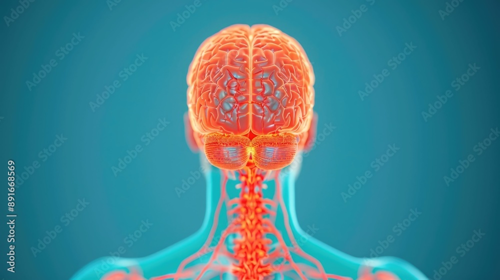 Detailed Digital of the Human Nervous System Anatomy Showcasing the ...