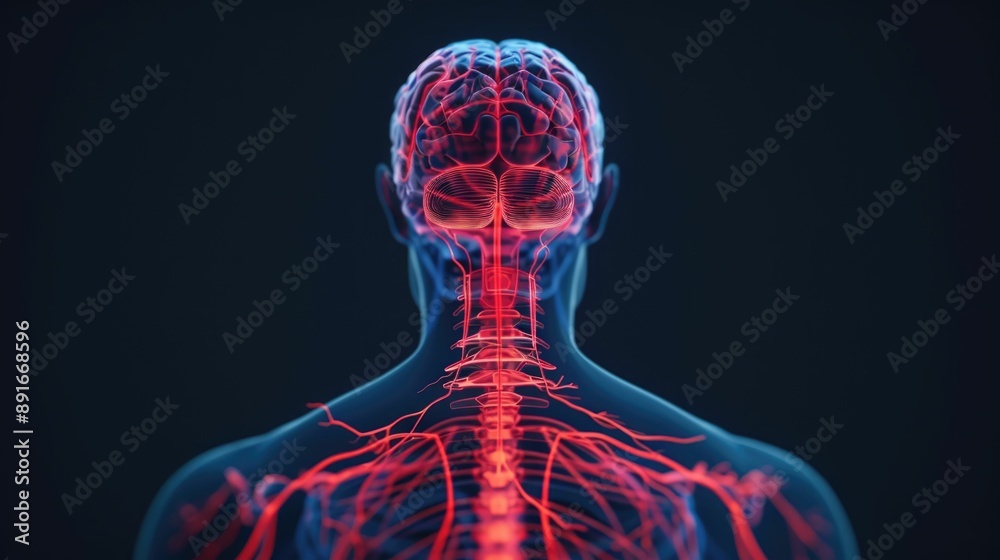 Detailed Digital Showcasing the Intricate Anatomy of the Human Nervous ...