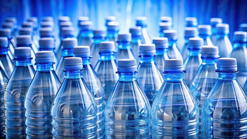 Plastic bottles filled with refreshing bottled water , hydration ...