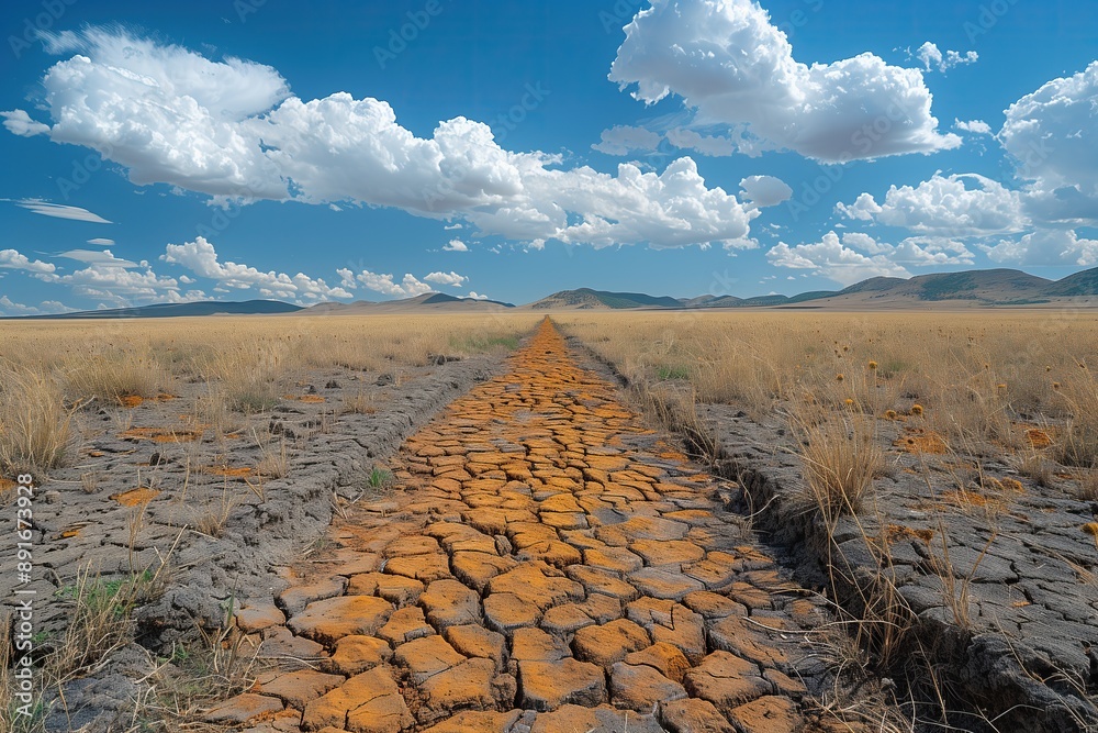 Cracked desert barren land, damaged ground result of soil erosion. Wind ...