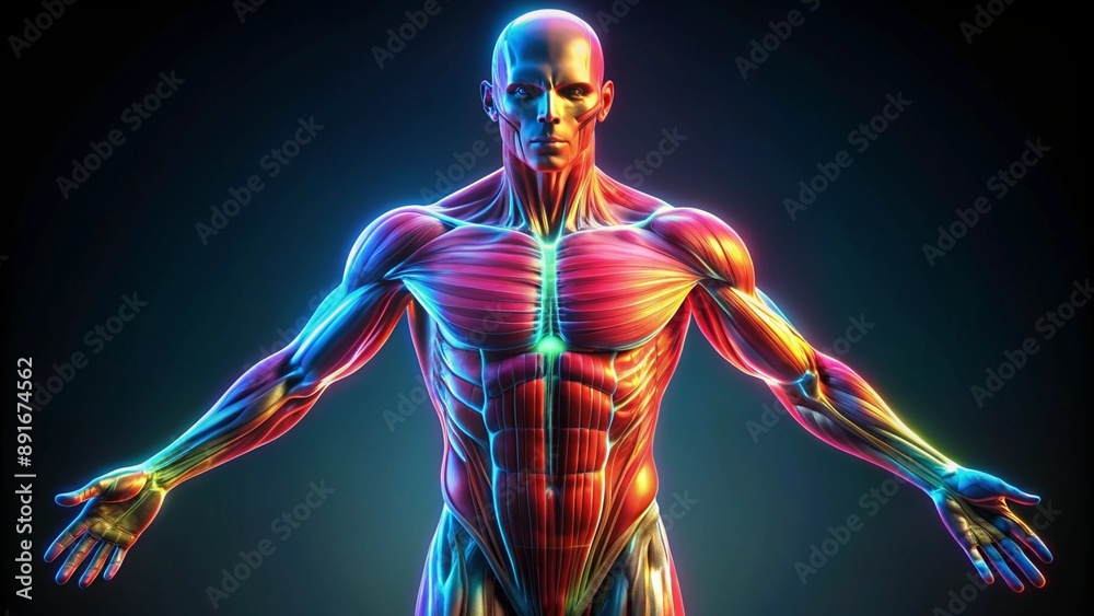A holographic image of the human muscular system, with each muscle ...