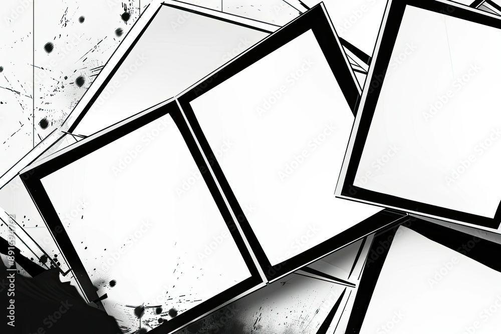 blank comic book panels, white background, customizable layout Stock ...