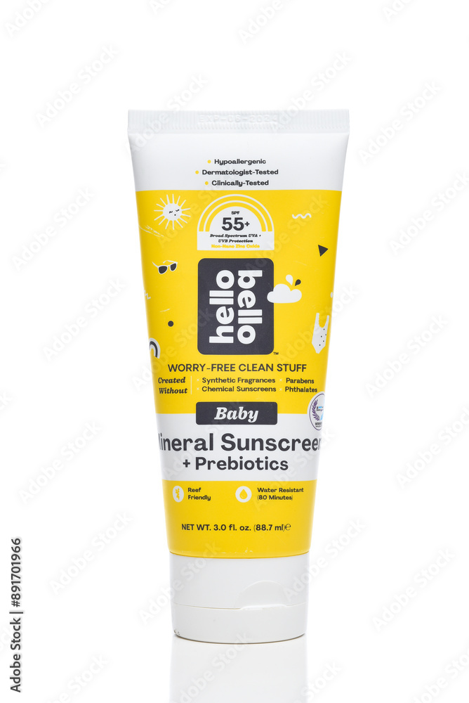 IRVINE, CALIFORNIA - 19 JULY 2024: A tube of Hello Bello Baby Mineral ...