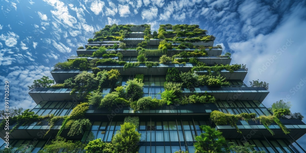 Futuristic Sustainable Cityscape: Eco-friendly Glass Skyscrapers and ...