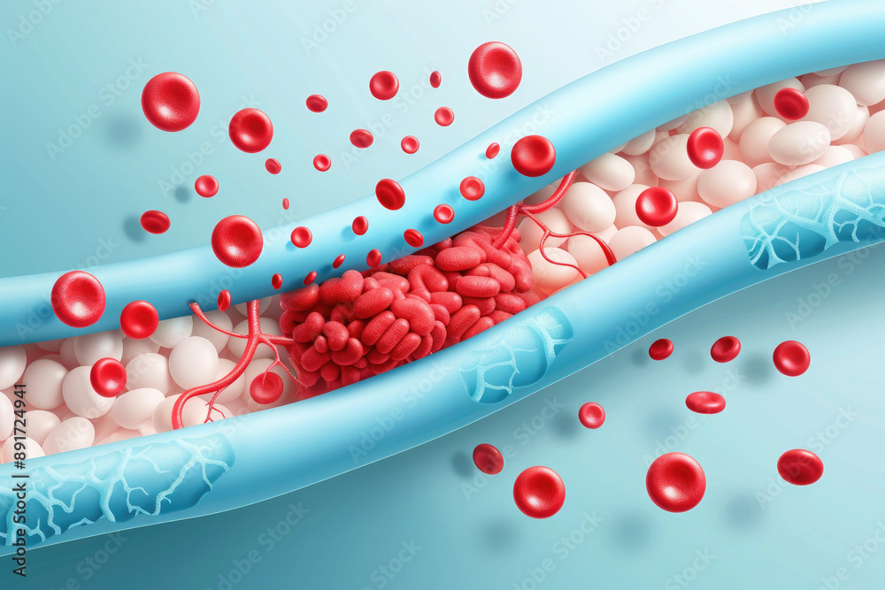 Explore a flat design cross section of a severely blocked artery ...