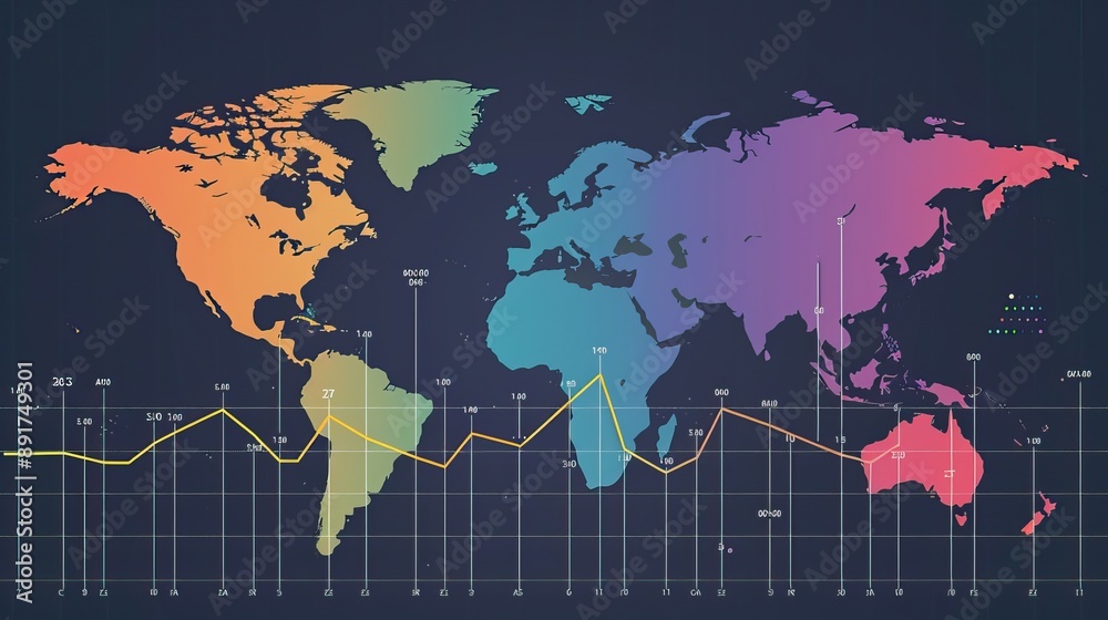 Global Economic Crisis Visualized. World map and graphs. High quality ...