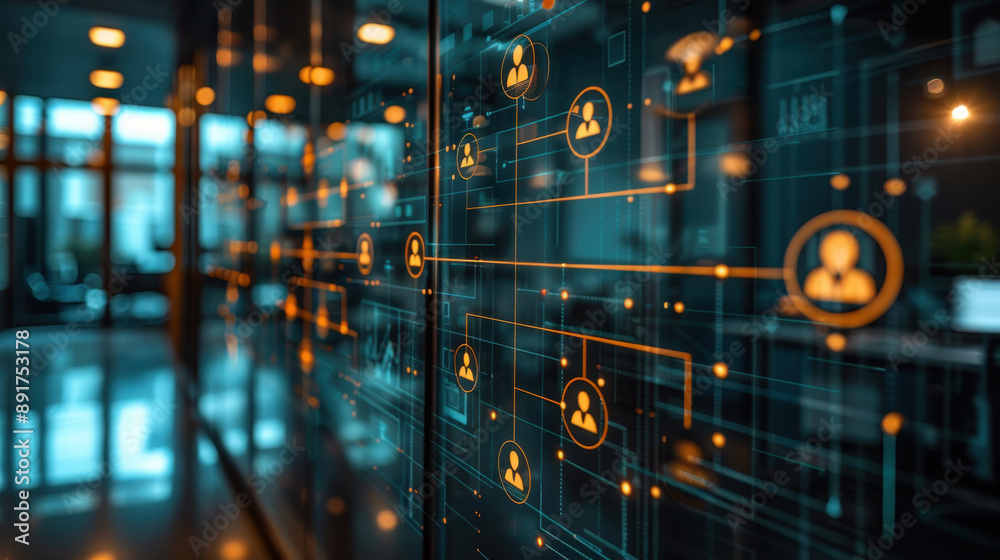 A modern digital interface showcasing interconnected user profiles and ...