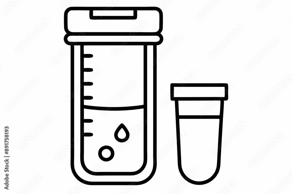 Urine sample for analysis line and solid icon, Medical tests concept ...