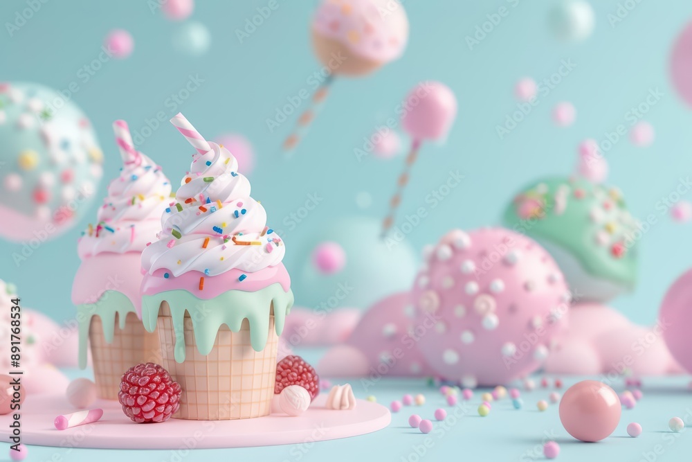 Vintage card aesthetics meet 3Dstyle ice cream icons for National Ice ...