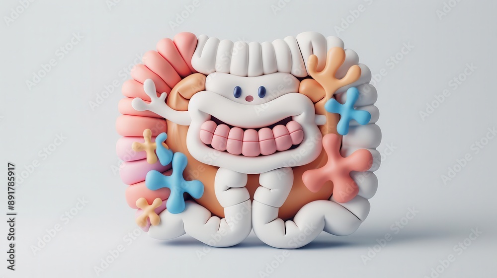Adorable clay Intestine full body Pastel color 3D clay icon, Blender 3D ...