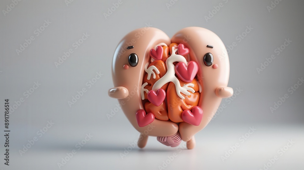 Adorable clay Thymus full body Gradient color 3D clay icon, Blender 3D ...