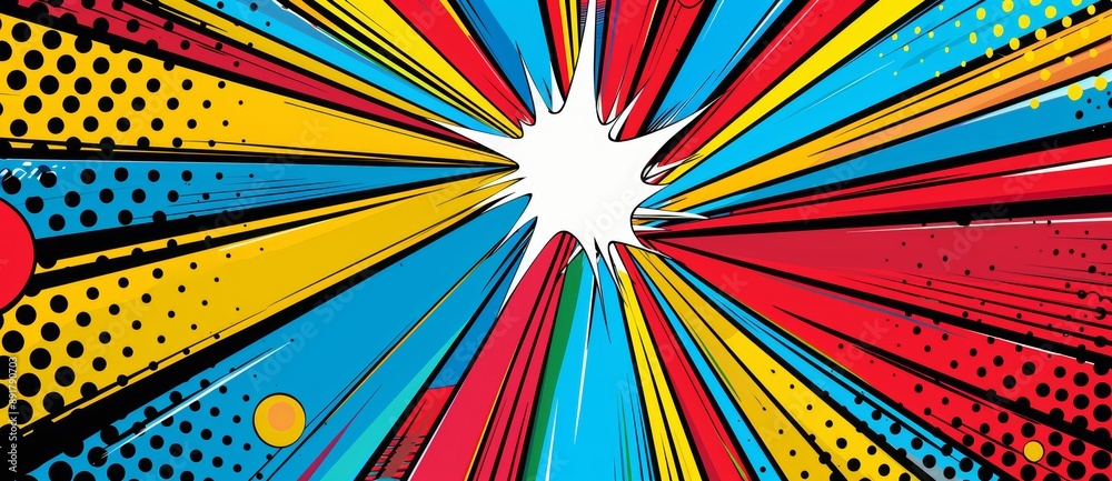 Bright and colorful background with a comic book style explosion effect ...