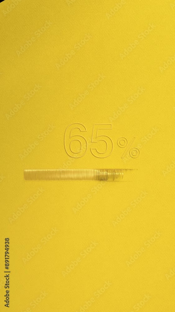 Progress bar 0-100 % vertical animation on yellow background. Yellow ...