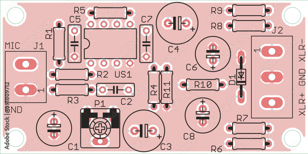Vetor de Vector printed circuit board of electronic device with ...