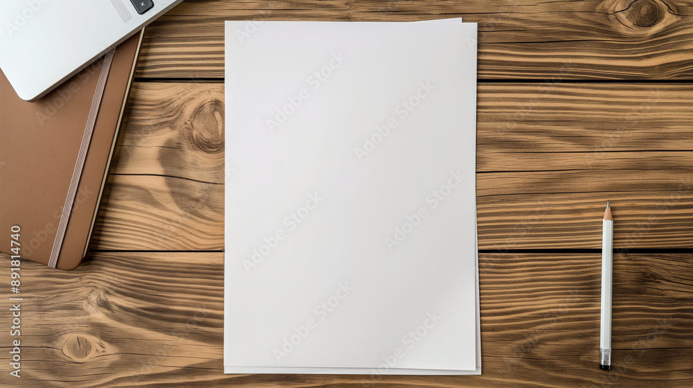An empty blank white vertical resume paper document mockup template ...
