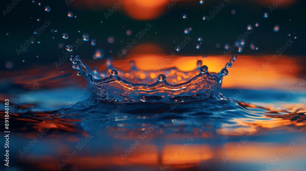 moment where water droplets collide, creating a splash. The splash ...