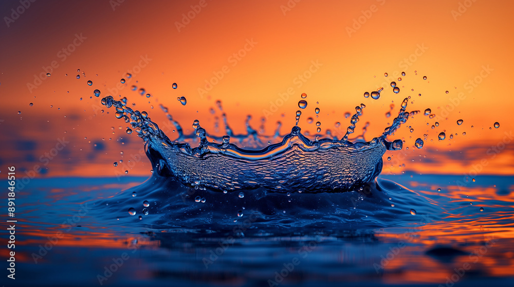 moment where water droplets collide, creating a splash. The splash ...