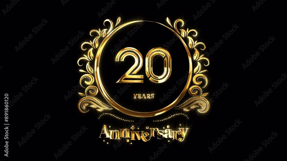 20th Anniversary Celebration. Golden 20 Years Anniversary Animation in ...