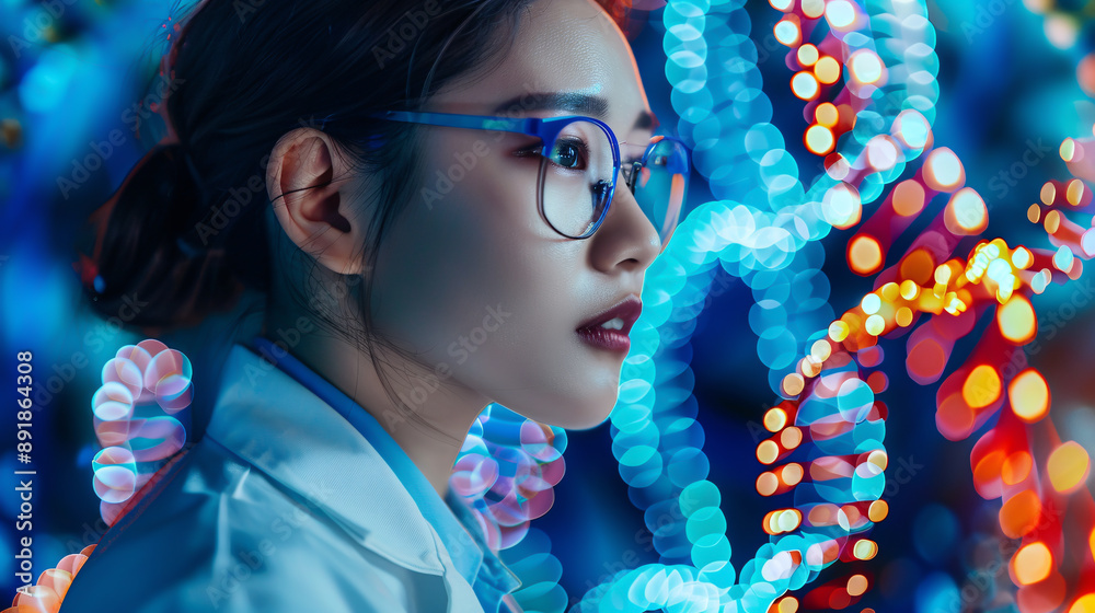 Genetic engineering and molecular structure, featuring a hexagon DNA ...