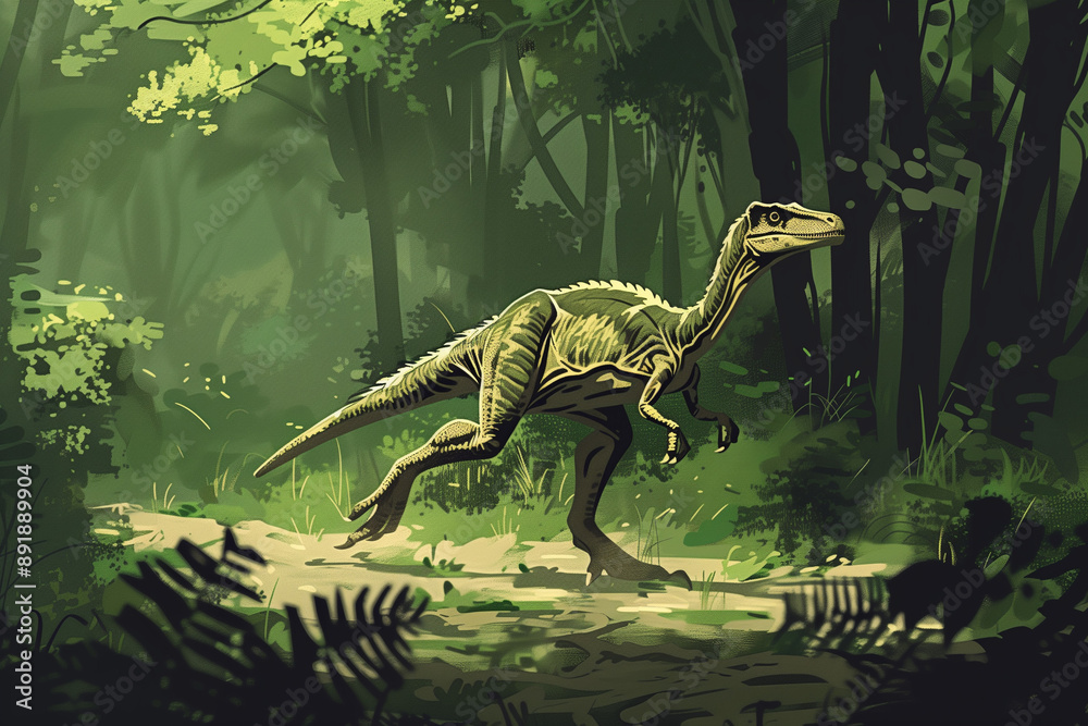 Velociraptor deadly dinosaur running and hunting with speed in a ...