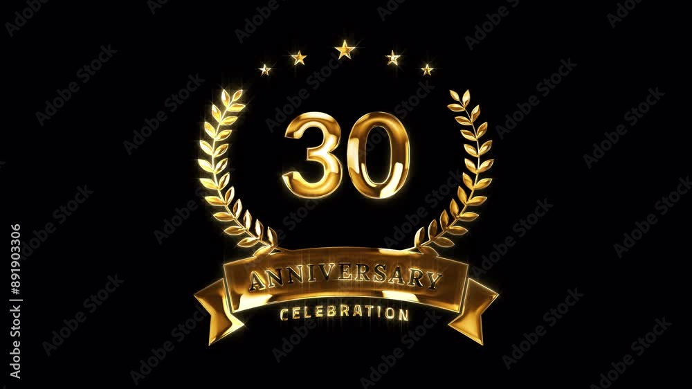 30th Anniversary Celebration. Golden 30 Years Anniversary Animation in ...