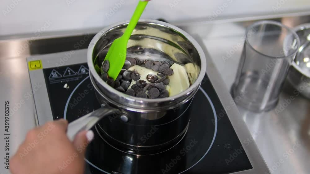 melt butter with dark chocolate Melting and mixing a piece of butter in ...