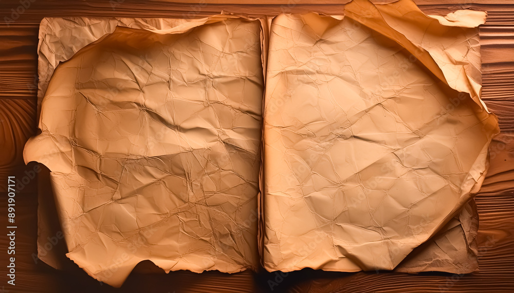Old paper, torn, tattered, wrinkled, ancient, deteriorated, weathered ...