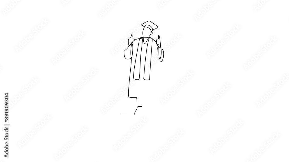 Animated self drawing of Graduation ceremony video design illustration ...