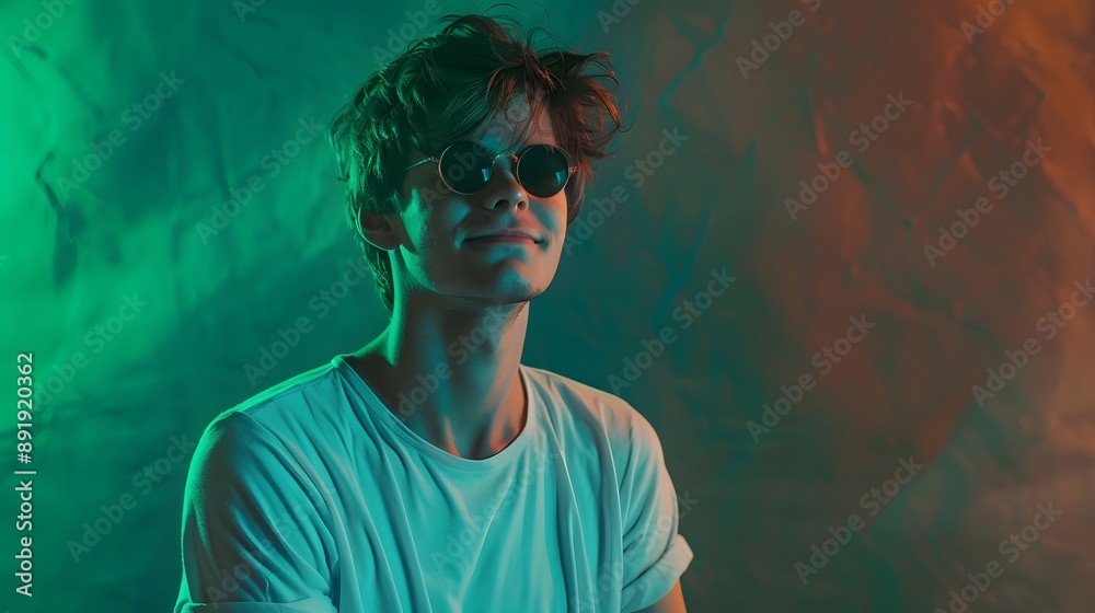 hd photo of young man on dark green, young male model boy in studio ...