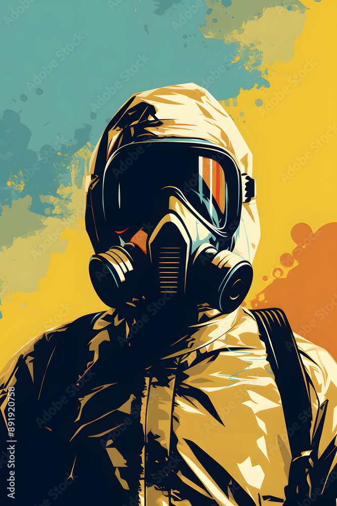 vintage illustrated biohazard gas mask illustration, gas mask ...