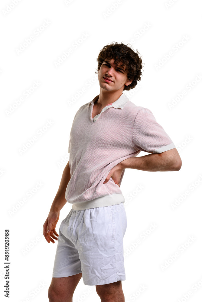 Young man is suffering from acute stomach infection gastroenteritis ...