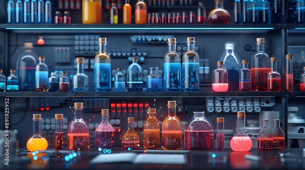 Colorful chemistry experiment in a lab in England featuring detailed ...