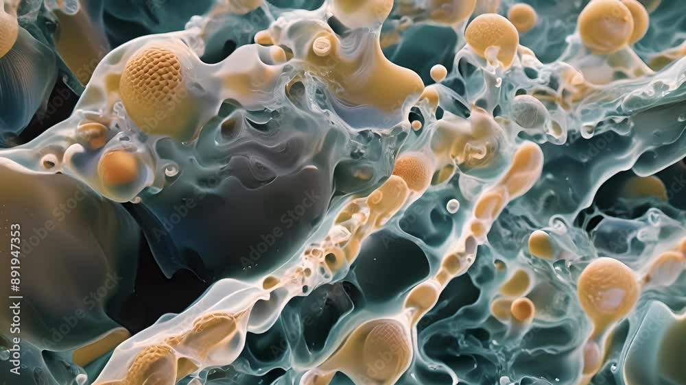 A colored scanning electron microscope image showing the Golgi ...