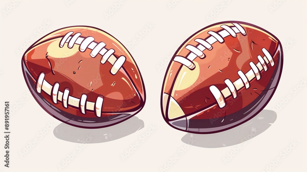Digital illustration of two cartoon rugby balls side by side, varying ...