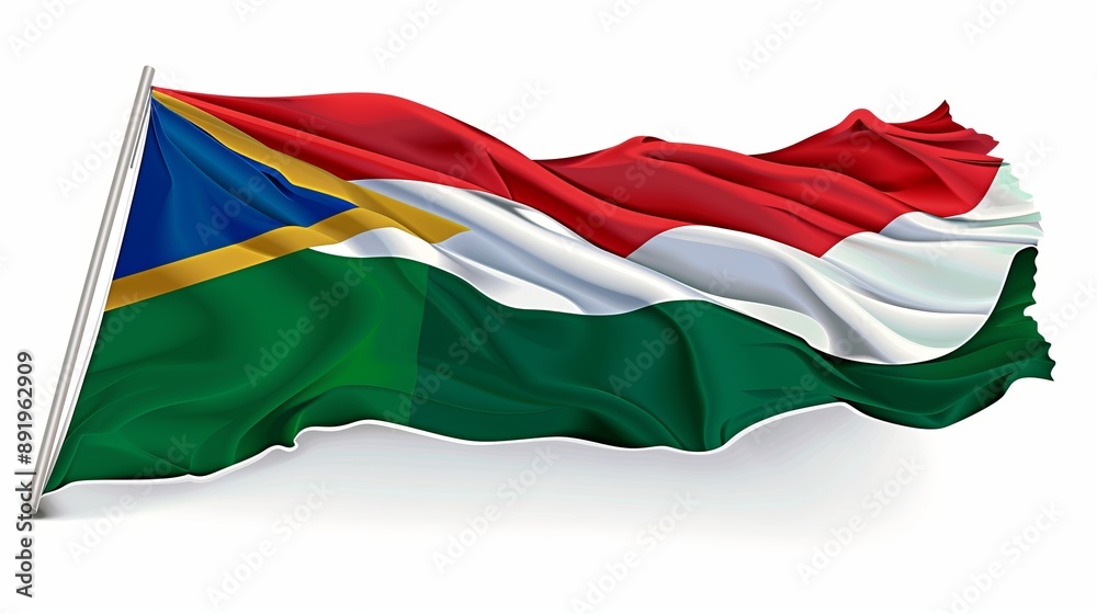 An artistic representation of the South African flag featuring a wave ...