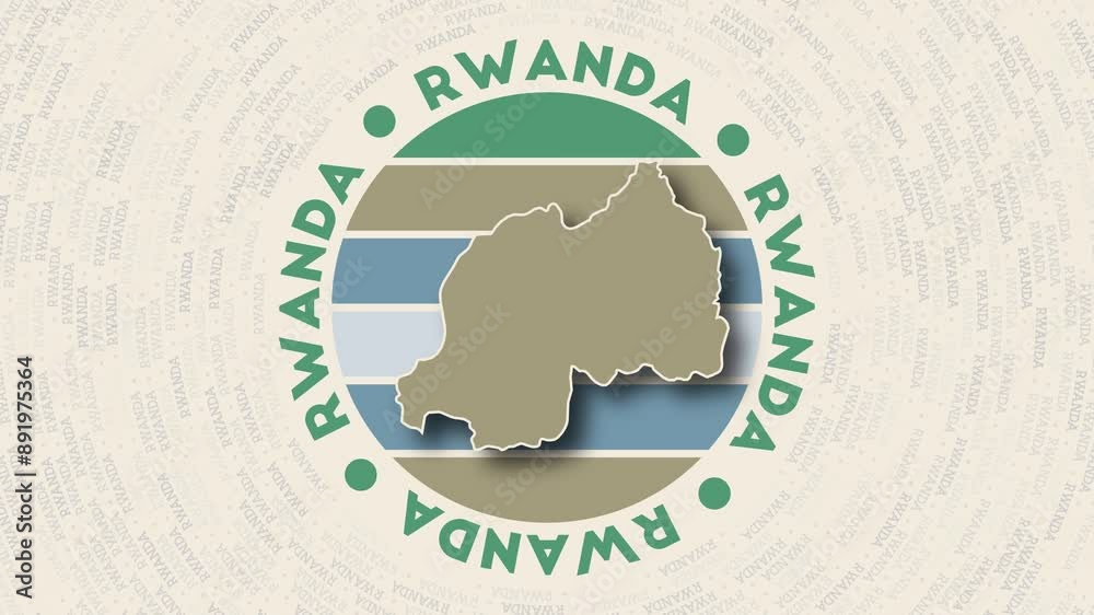 Rwanda logo intro. Badge with the circular name and map of the country ...