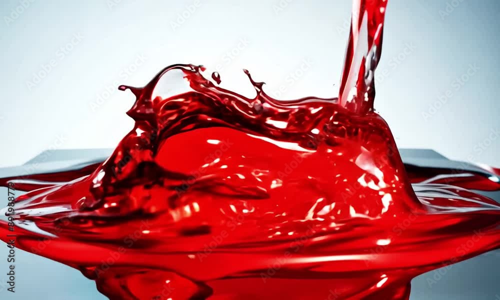 Generative ai motion animation of a red liquid simulation on a ...