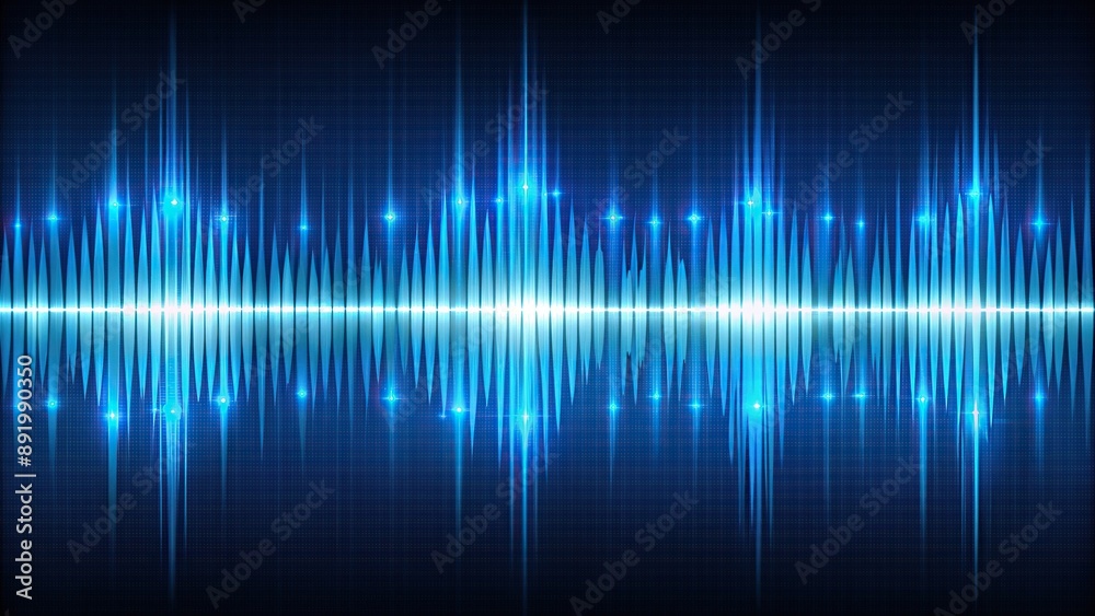 Equalizer blue sound wave background with voice recognition technology ...