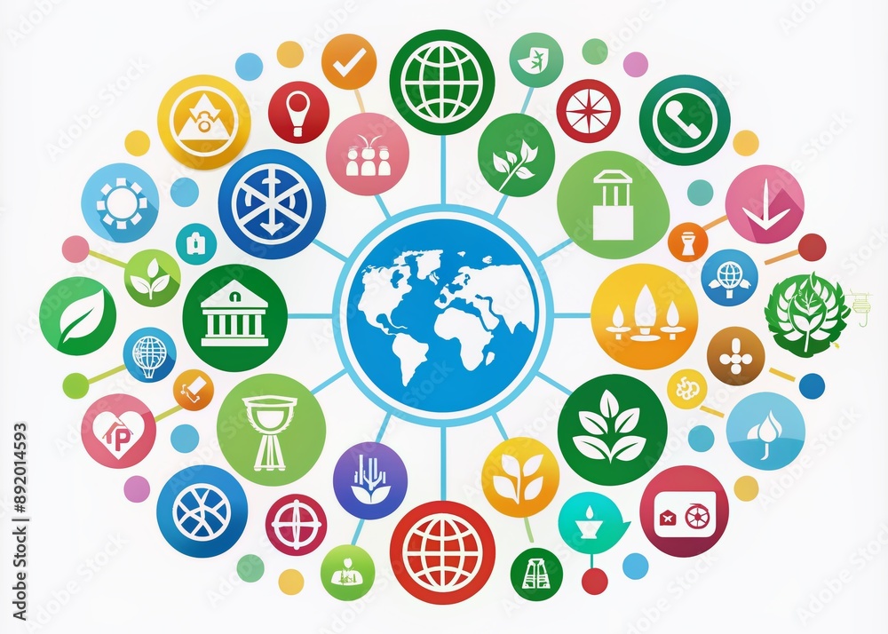 Vibrant infographic displaying interconnected sustainable development ...