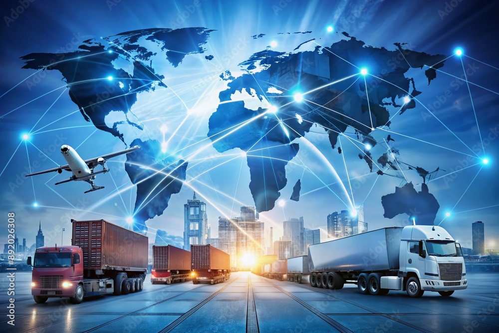 Modern freight transport network illustrating seamless integration of ...